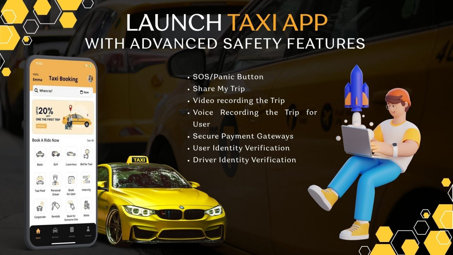 Launch a Taxi App with Advanced Safety Features