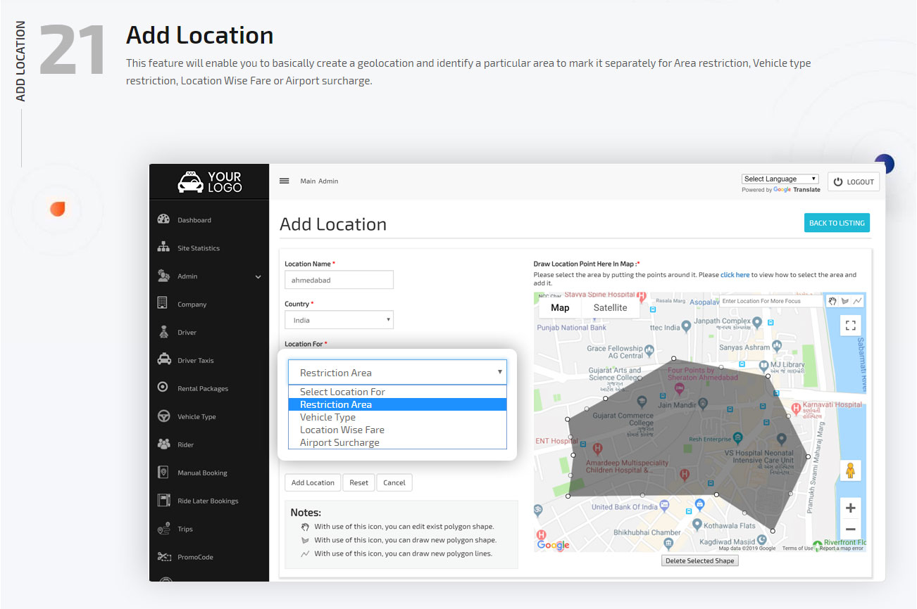 Uber Clone App Admin Panel Visuals - eSiteWorld