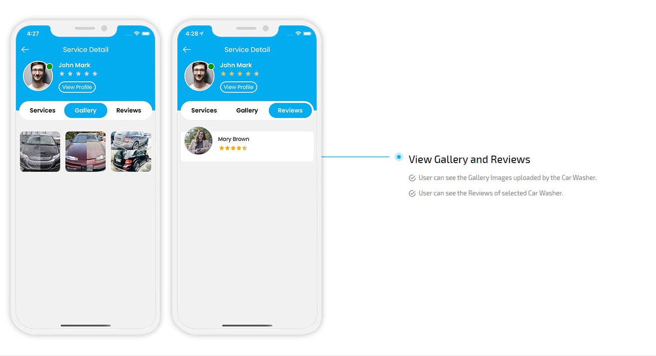 On demand car wash app, Mobile car detailing app, Washos clone