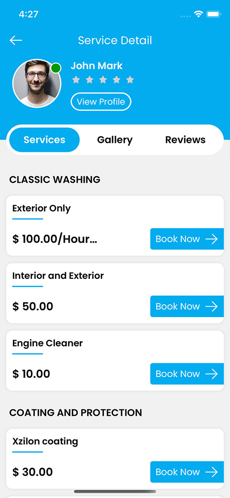 On demand car wash app, Mobile car detailing app, Washos clone