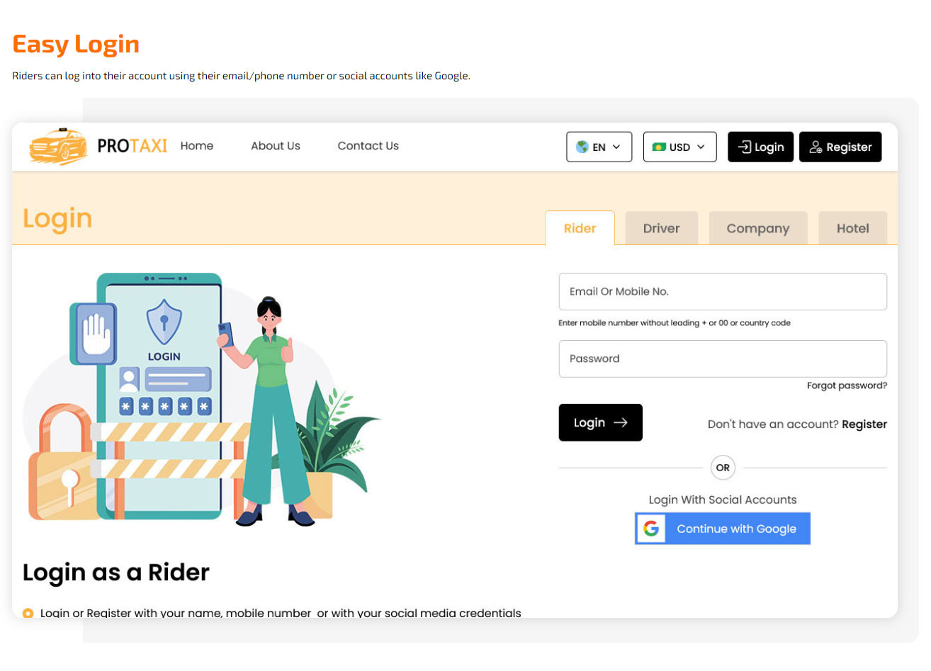 Uber Taxi Clone Front Web Panel Visuals